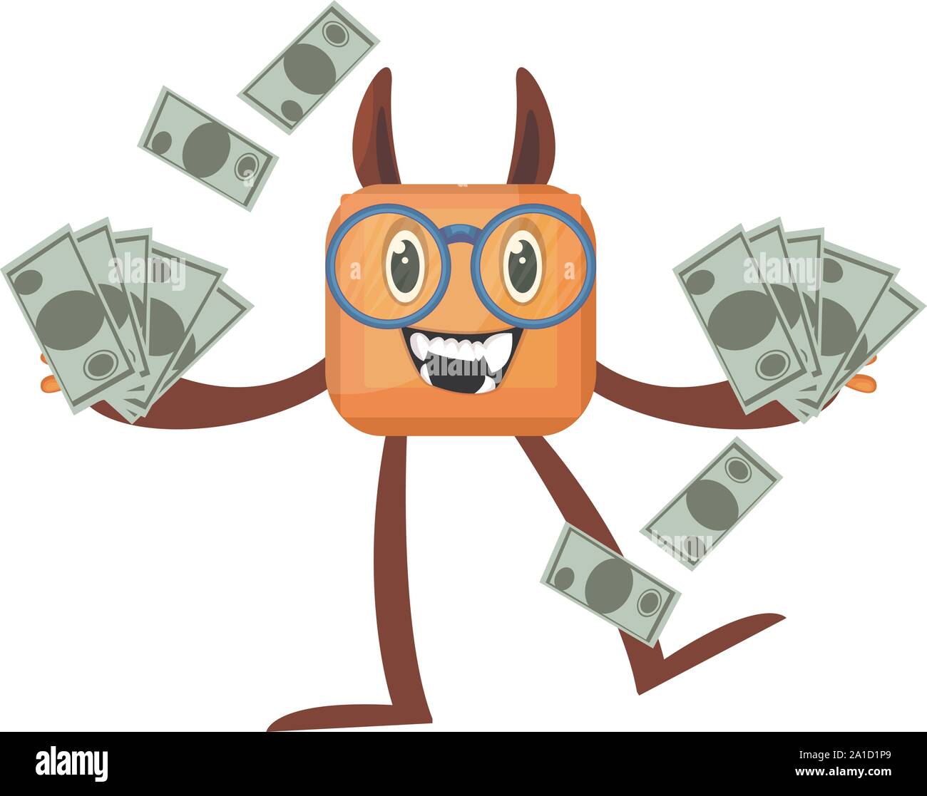 Monster with money, illustration, vector on white background Stock ...