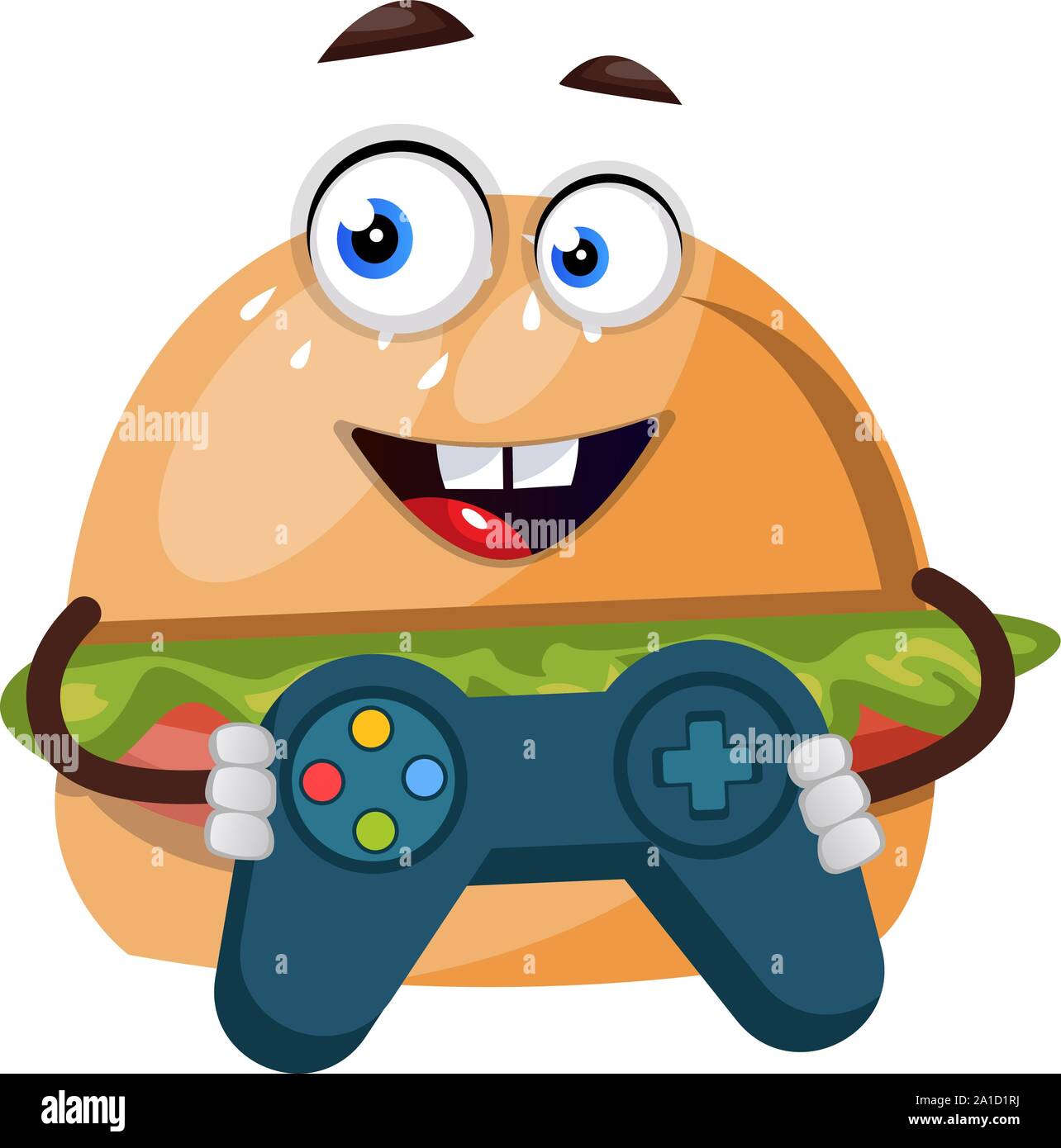 Burger with gamepad, illustration, vector on white background Stock ...