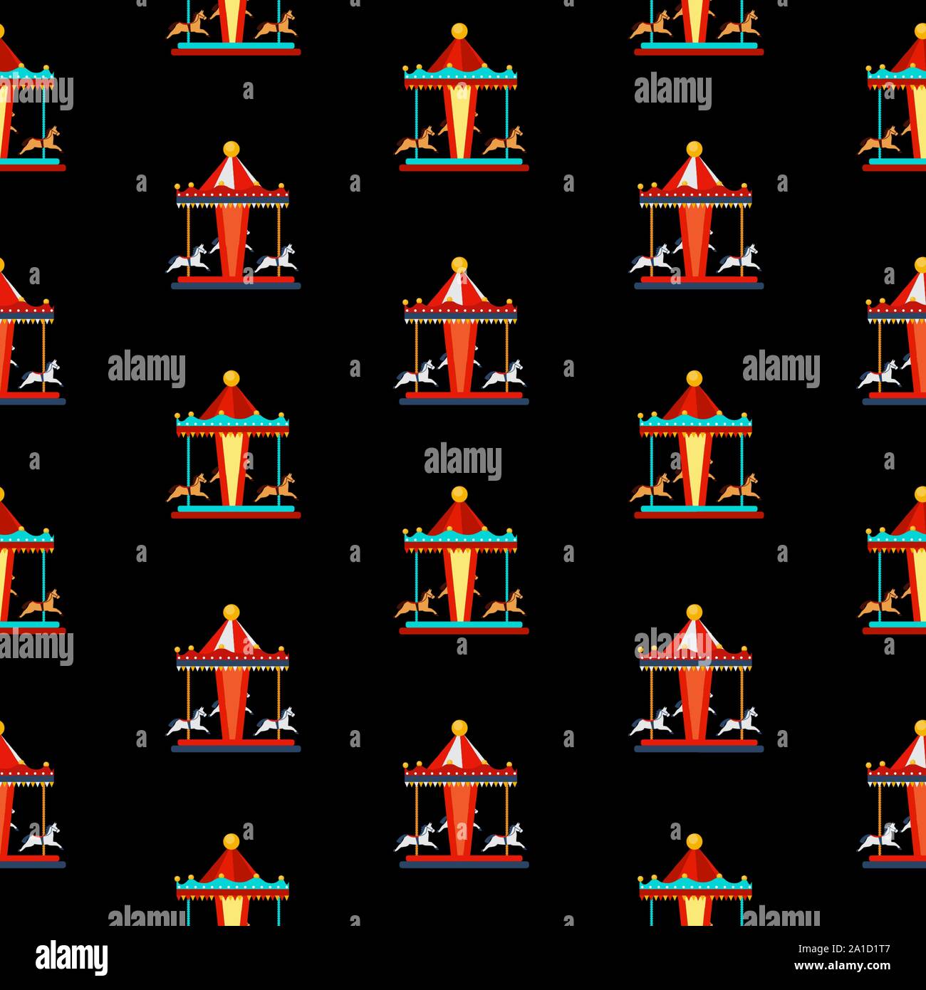 Amusement park element, Carousel with horses. vector Illustration Stock ...