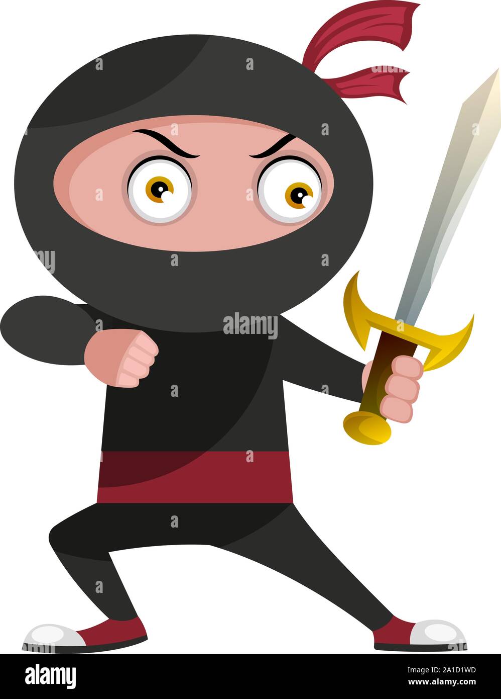 Ninja with sword, illustration, vector on white background Stock Vector ...