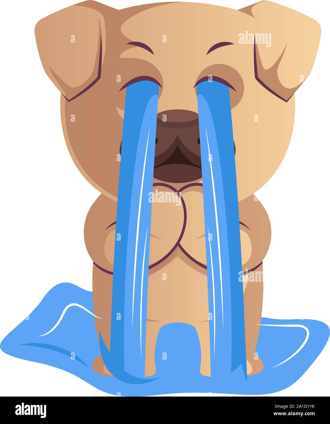 Pug crying, illustration, vector on white background Stock Vector Image ...