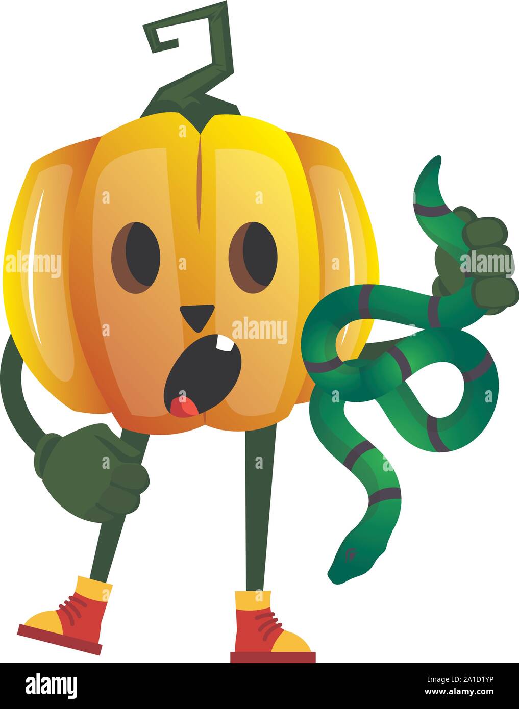 Pumpkin with snake, illustration, vector on white background Stock ...