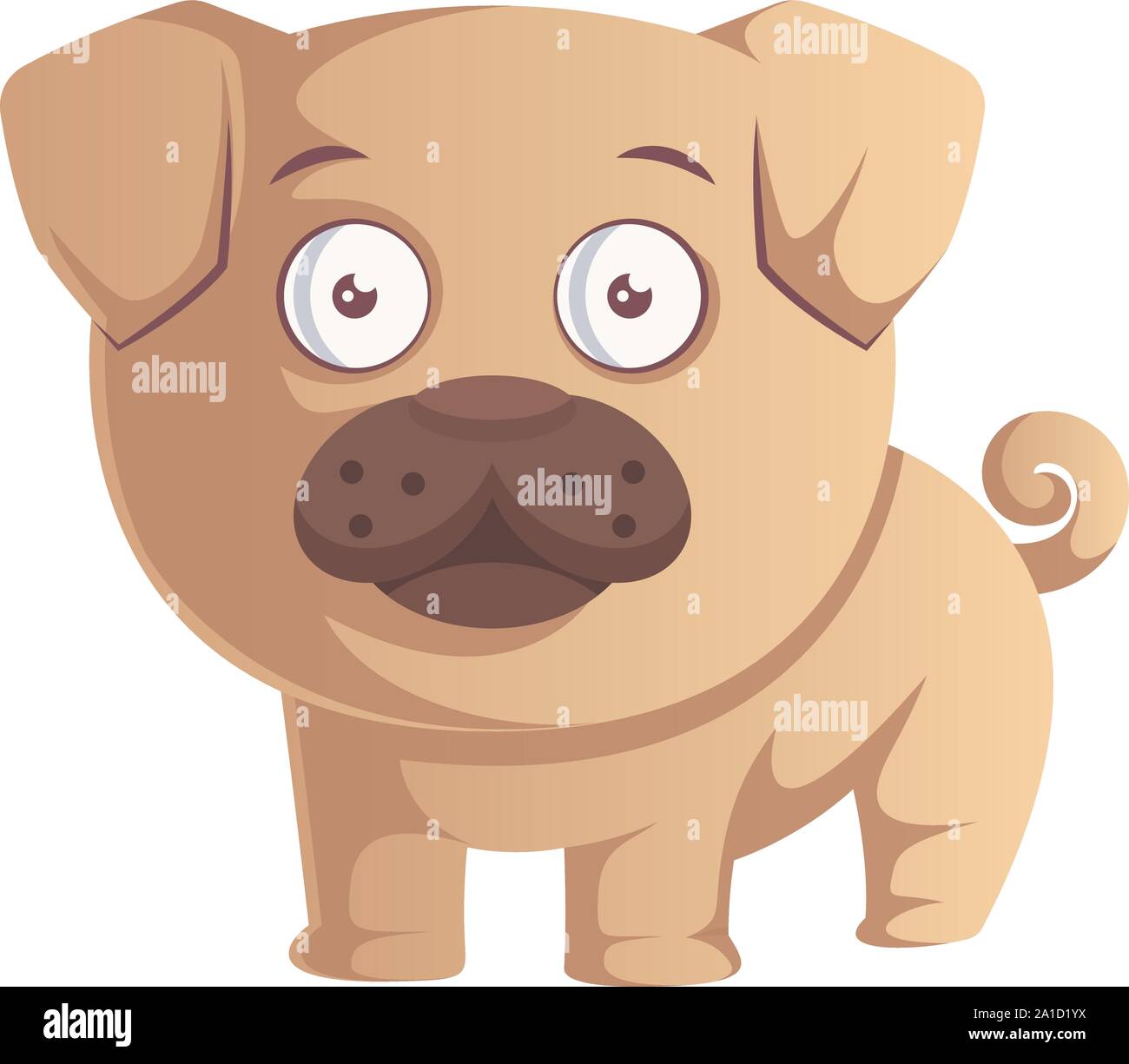 Pug is shocked, illustration, vector on white background Stock Vector ...