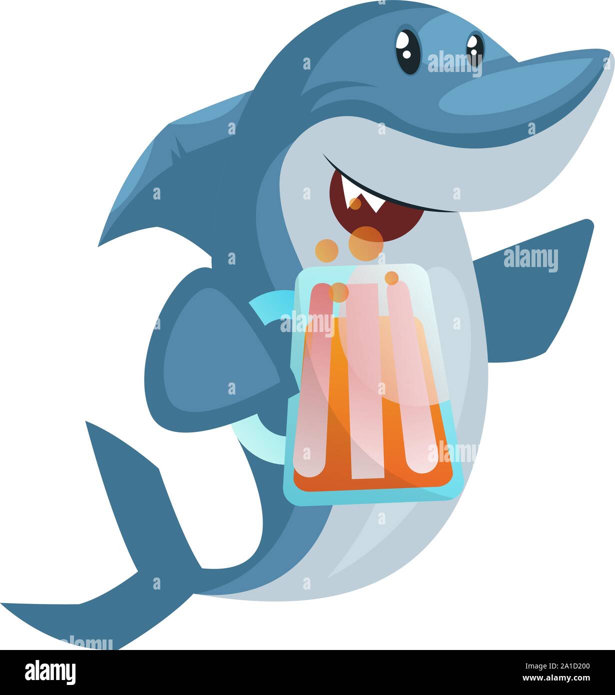 Shark with beer, illustration, vector on white background Stock Vector ...