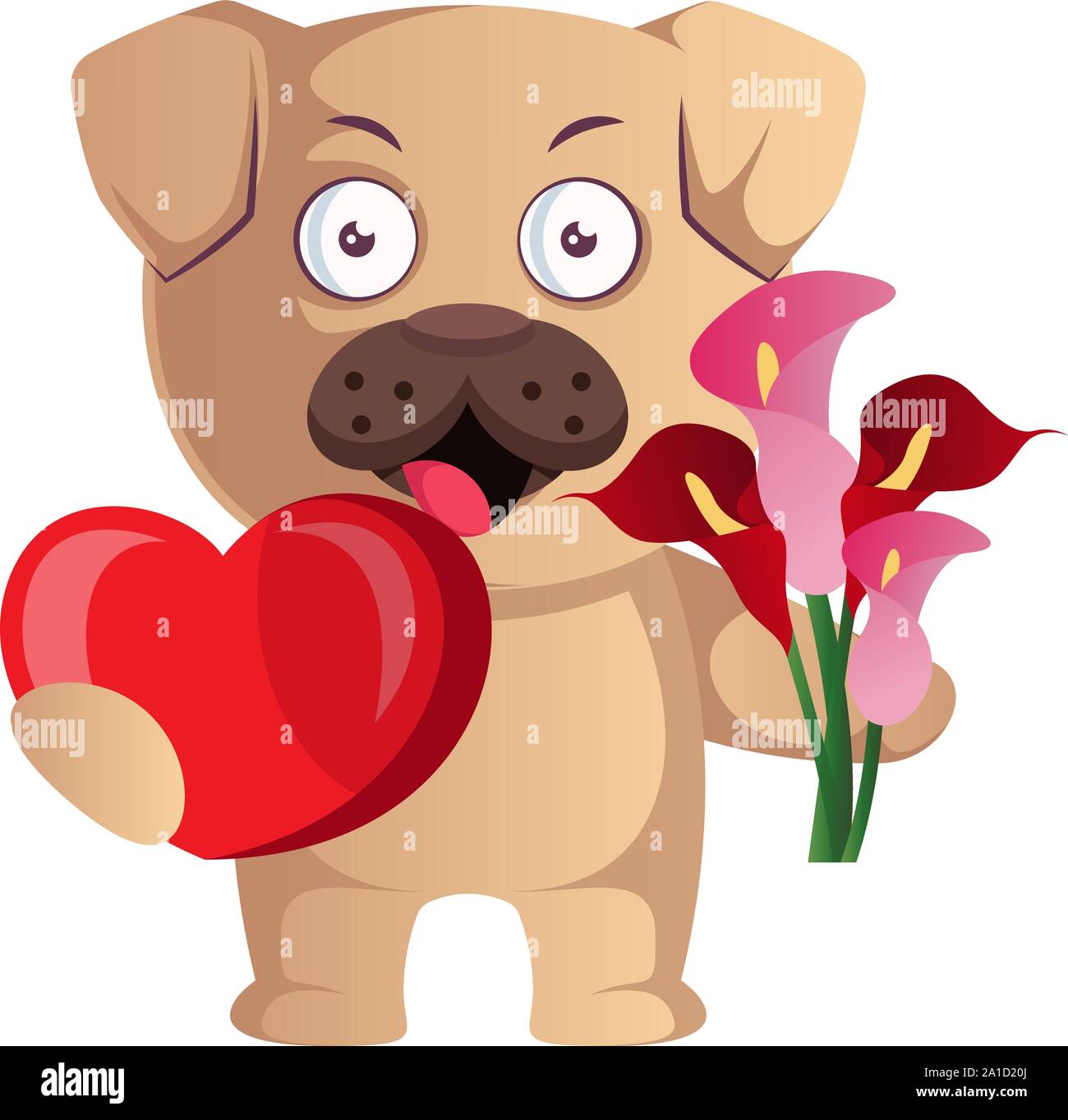 Pug in love, illustration, vector on white background Stock Vector ...