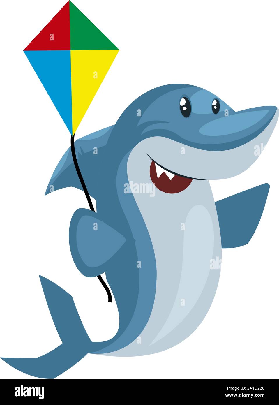 Shark with flying kite, illustration, vector on white background Stock ...