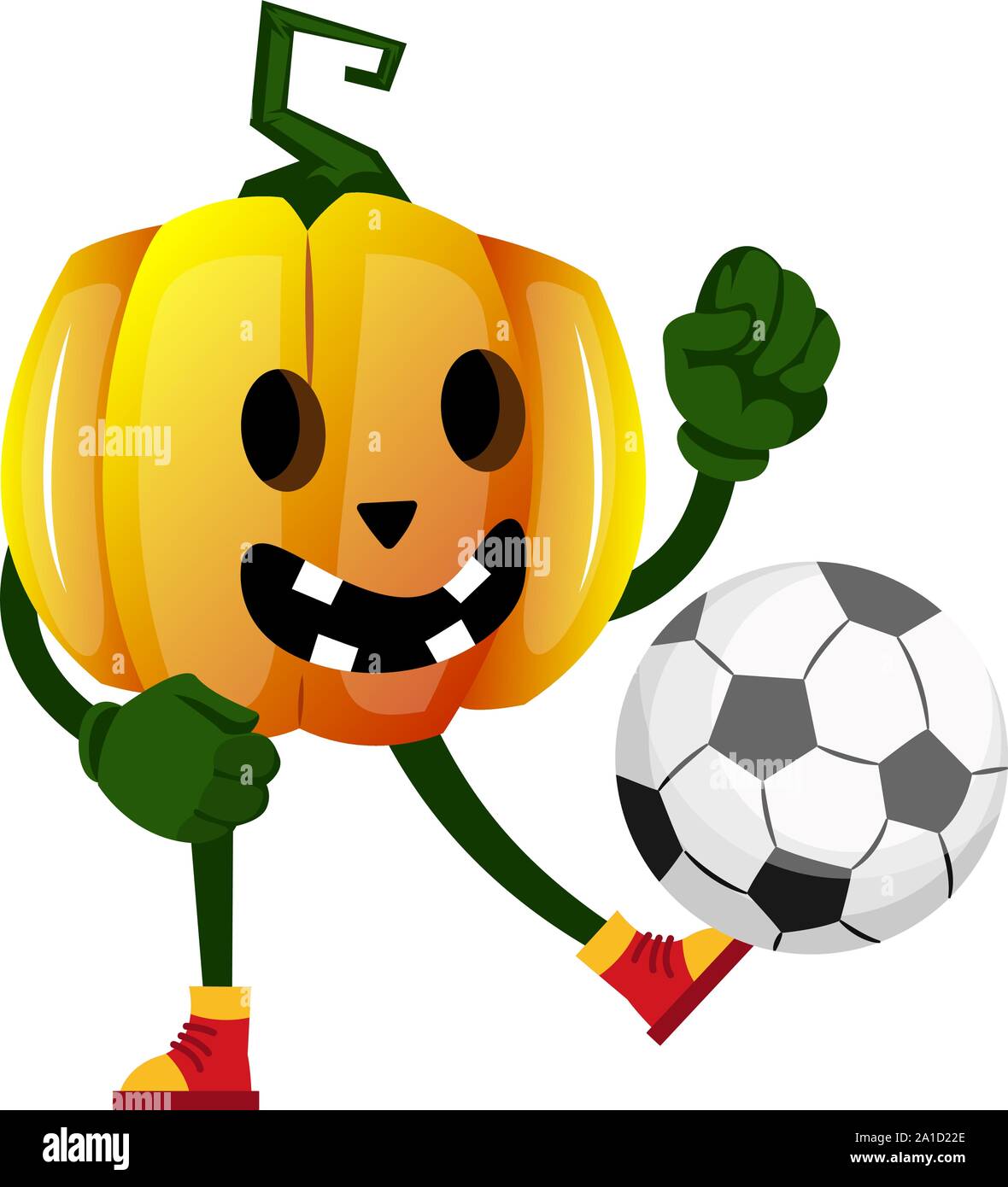 Pumpkin with football, illustration, vector on white background Stock ...