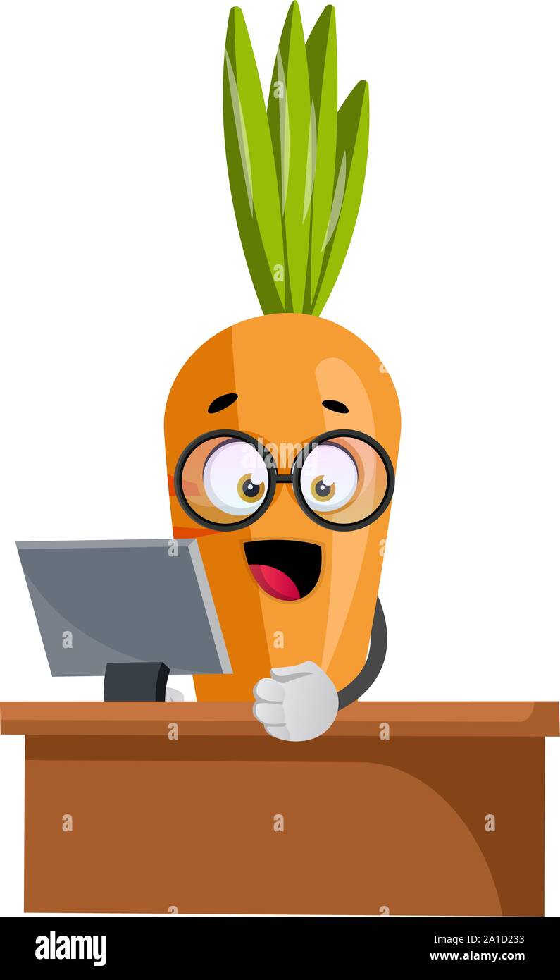 Carrot by desk, illustration, vector on white background Stock Vector ...