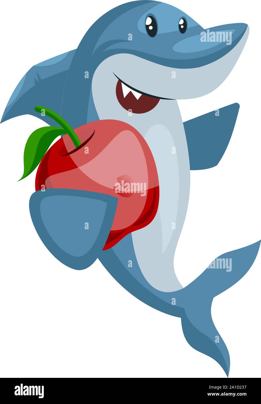 Shark with apple, illustration, vector on white background Stock Vector ...