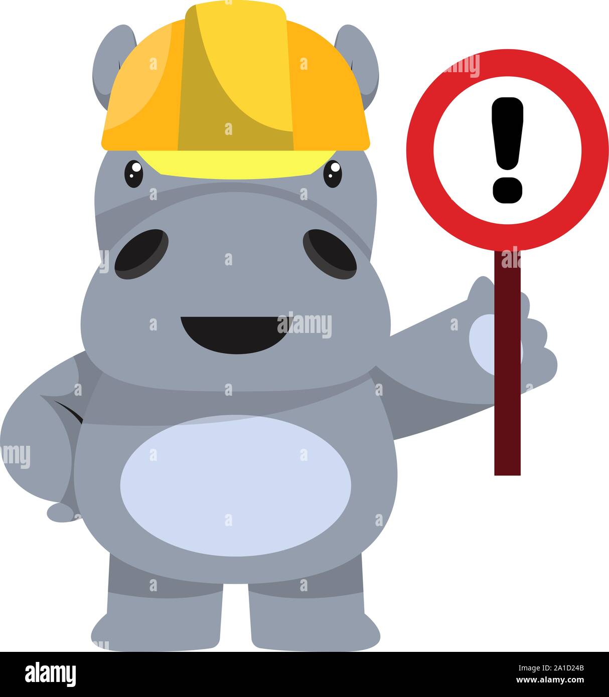 Hippo working, illustration, vector on white background Stock Vector ...