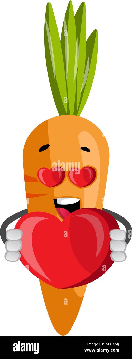Carrot in love, illustration, vector on white background Stock Vector ...