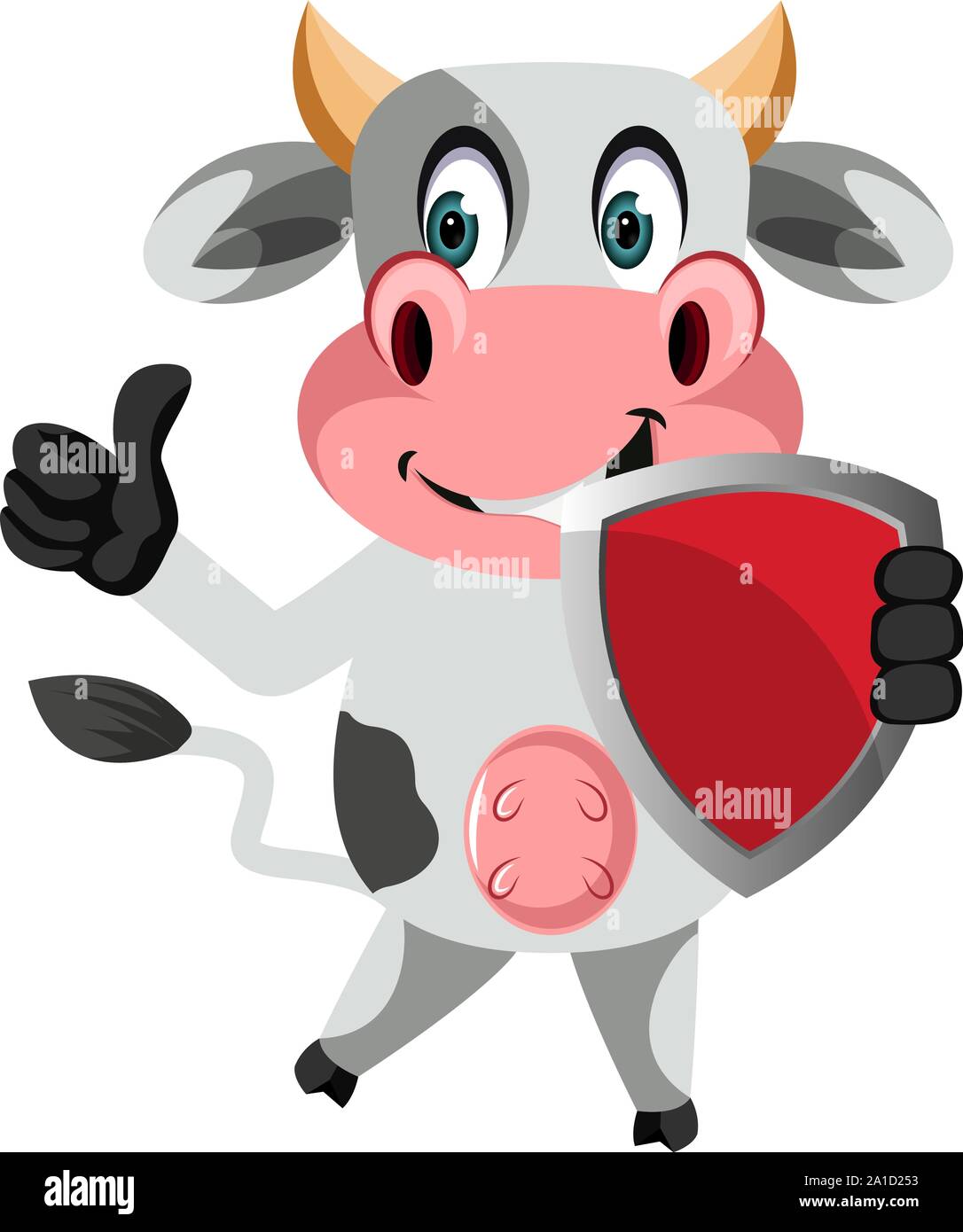 Cow with shield, illustration, vector on white background Stock Vector ...
