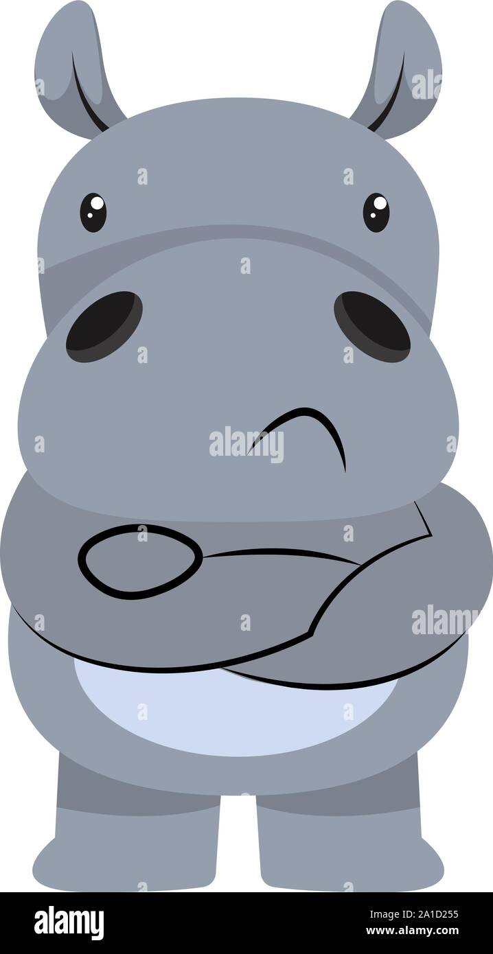 Mad hippo, illustration, vector on white background Stock Vector Image ...