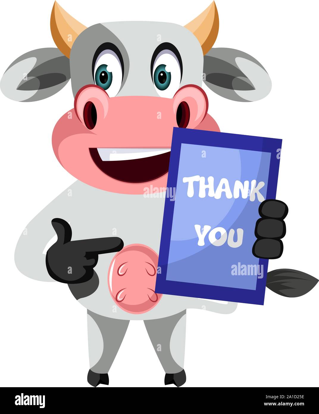 Cow with thank you sign, illustration, vector on white background Stock ...