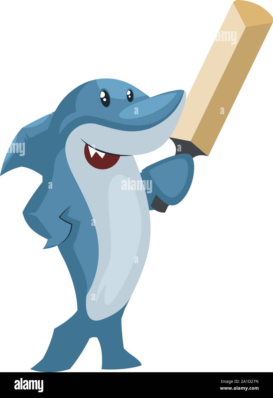 Shark with cricket bat, illustration, vector on white background Stock ...