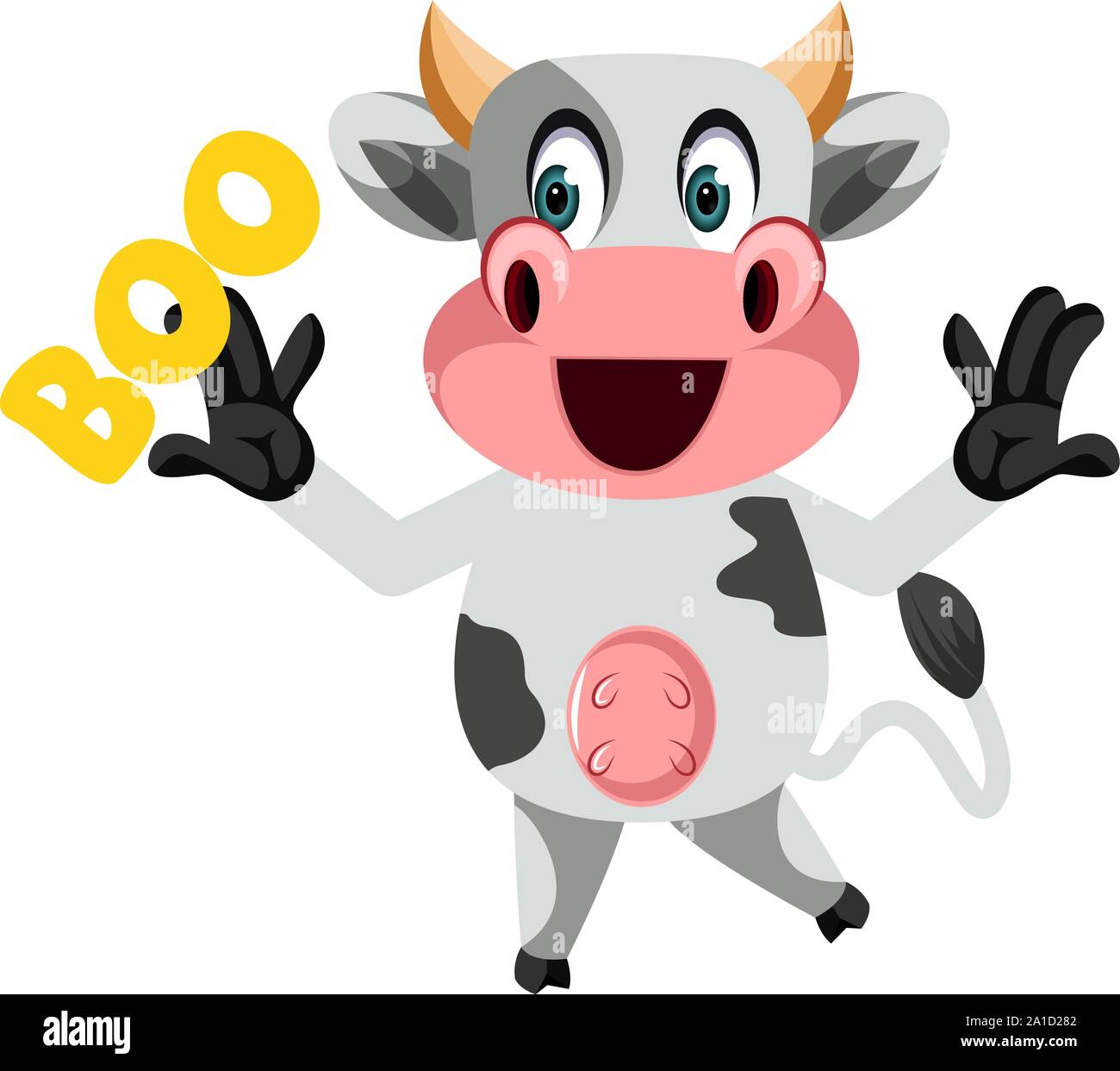 Cow scaring, illustration, vector on white background Stock Vector ...