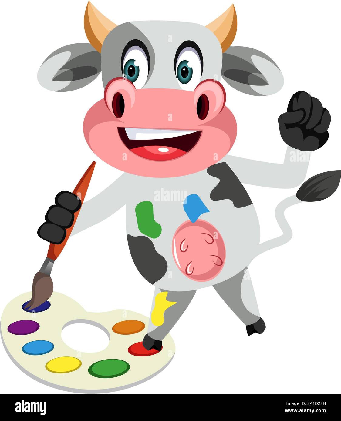 Cow with color palette, illustration, vector on white background Stock ...