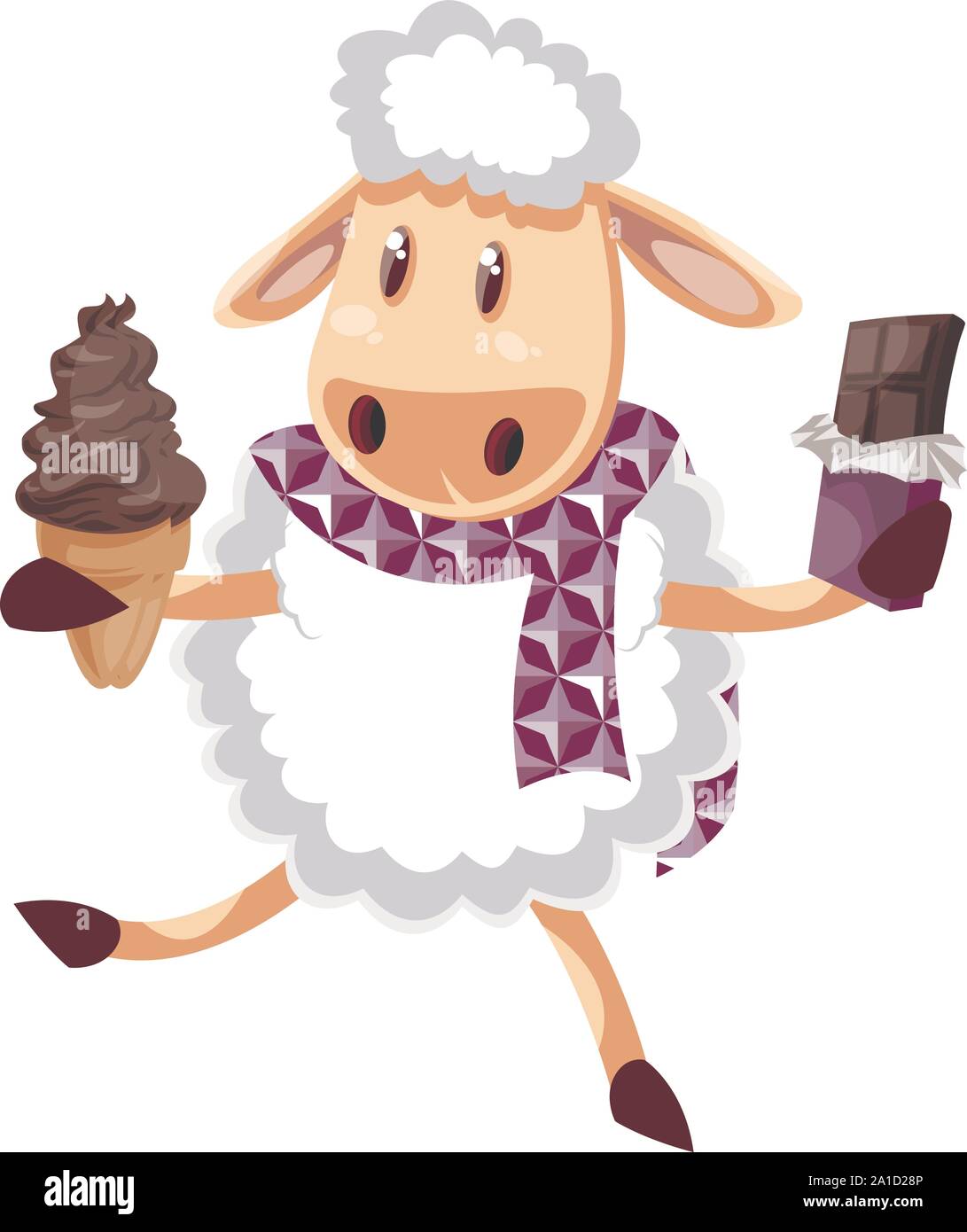 Sheep with chocolate, illustration, vector on white background Stock ...