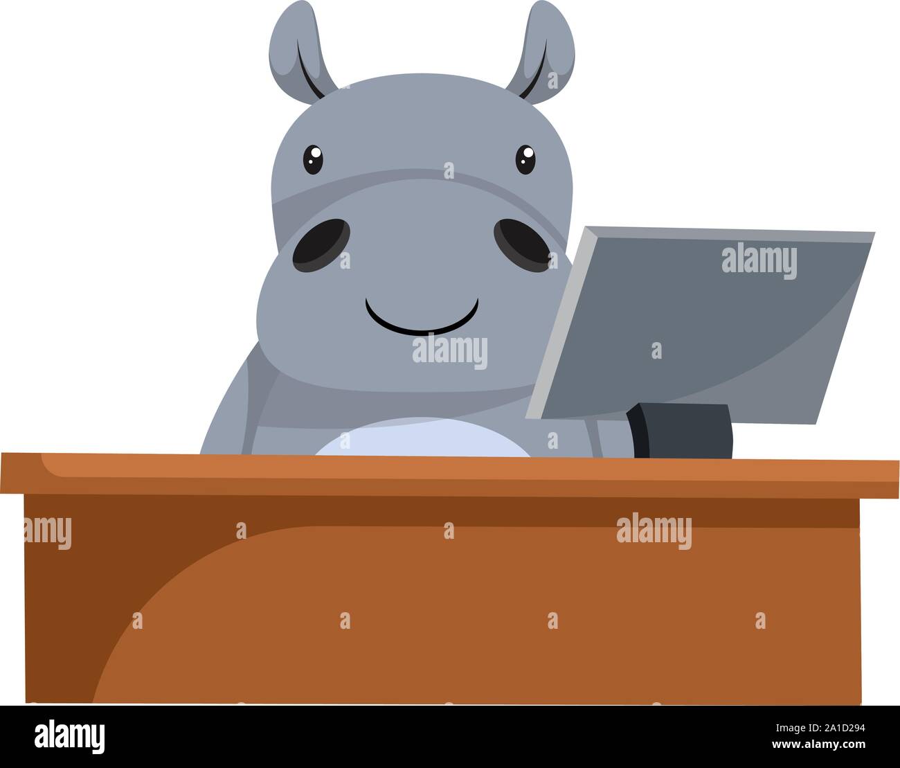 Hippo working, illustration, vector on white background Stock Vector ...
