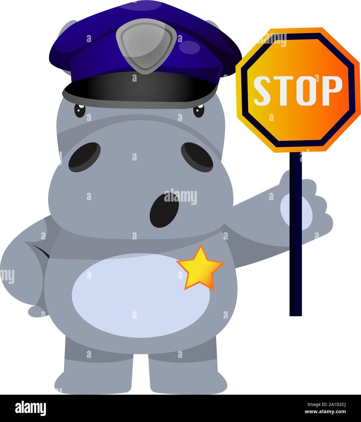 Hippo in police suit, illustration, vector on white background Stock ...