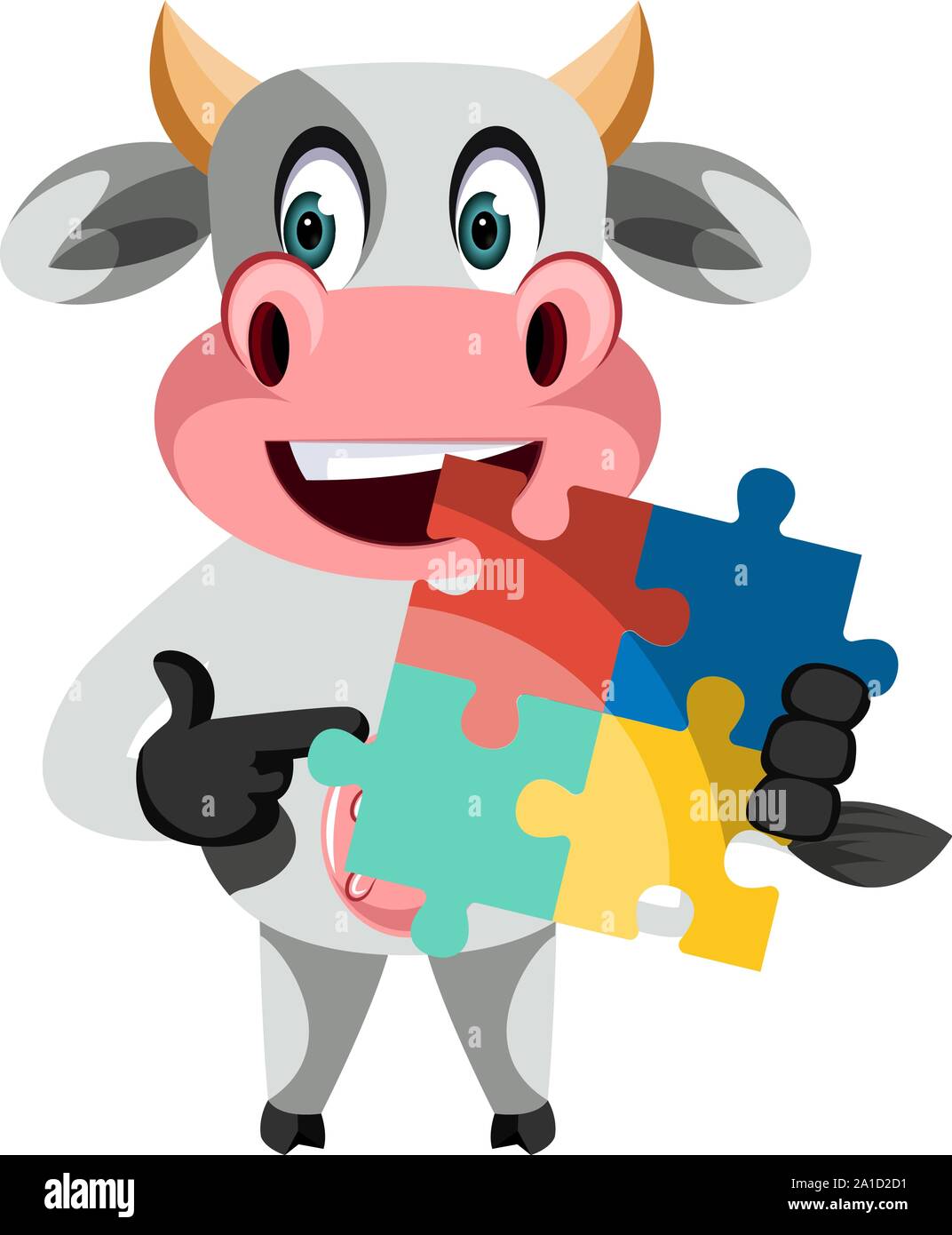 Cow with puzzle, illustration, vector on white background Stock Vector ...