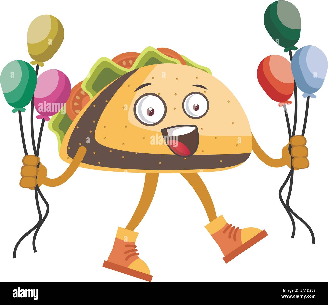 Taco with balloons, illustration, vector on white background Stock ...