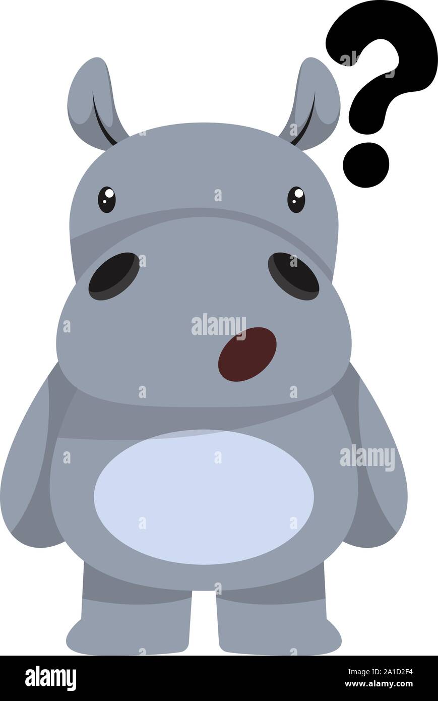 Hippo with question mark, illustration, vector on white background ...