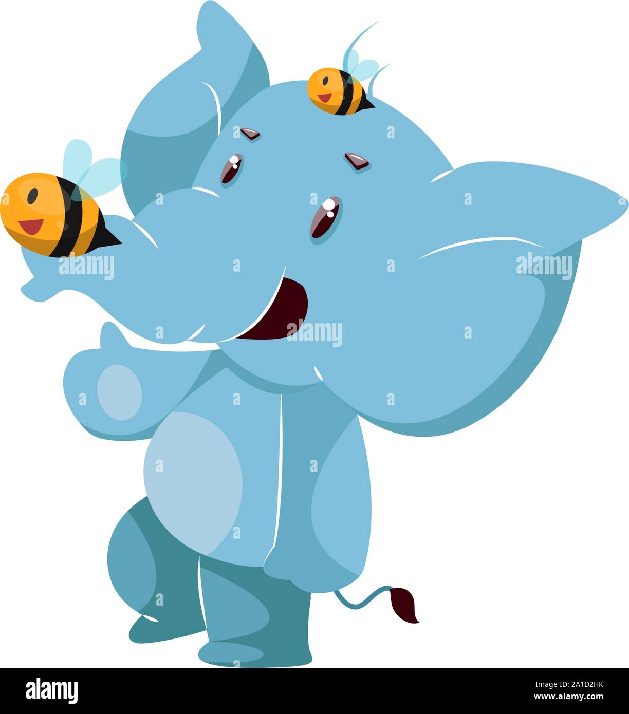 Elephant with bee, illustration, vector on white background Stock ...