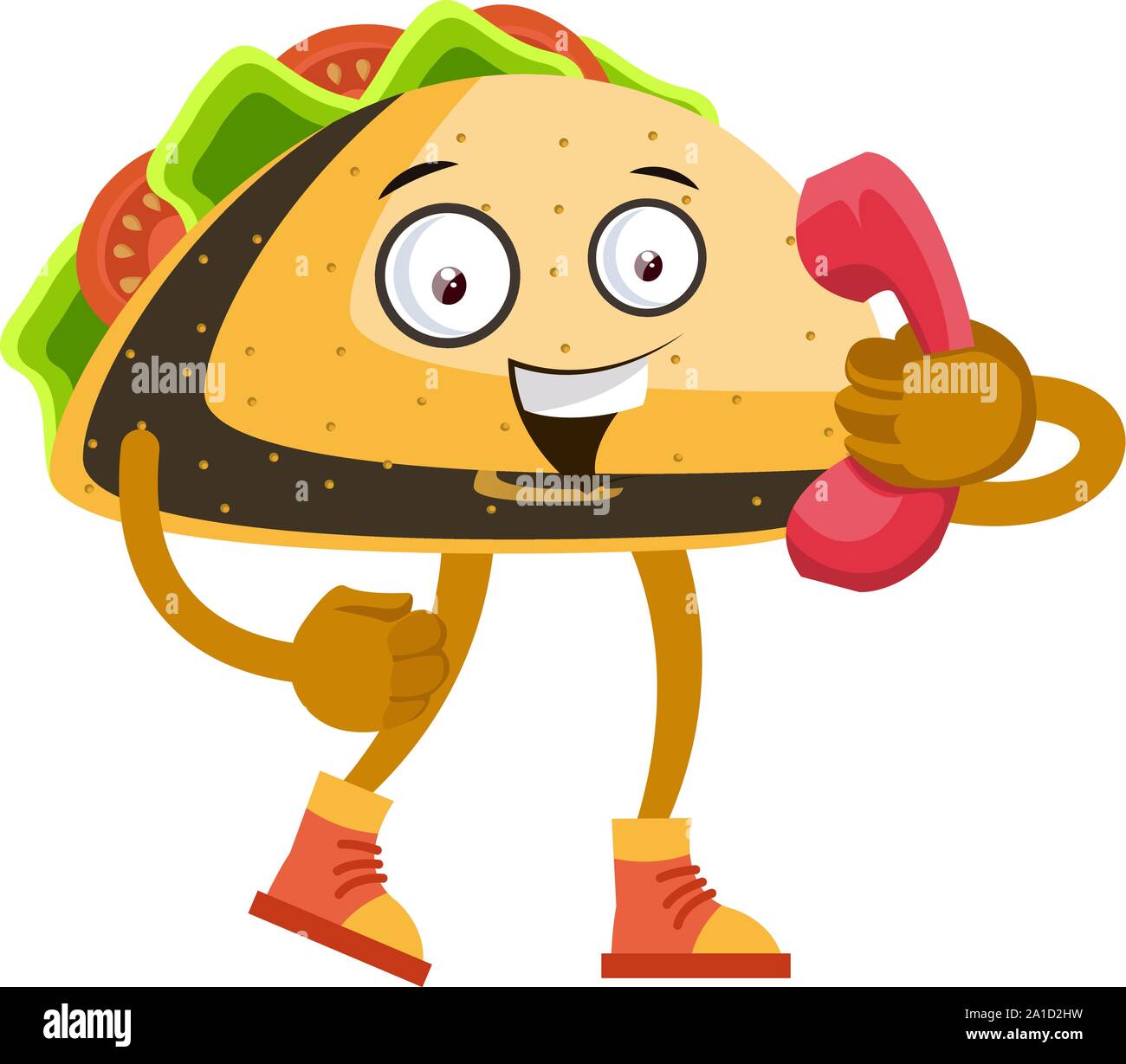 Taco with red telephone, illustration, vector on white background Stock ...