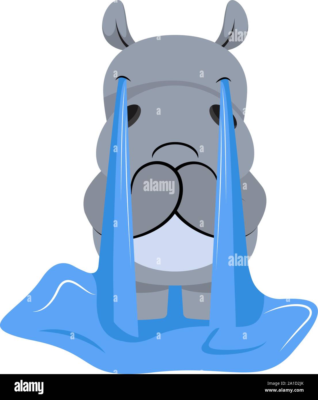 Hippo crying, illustration, vector on white background Stock Vector ...
