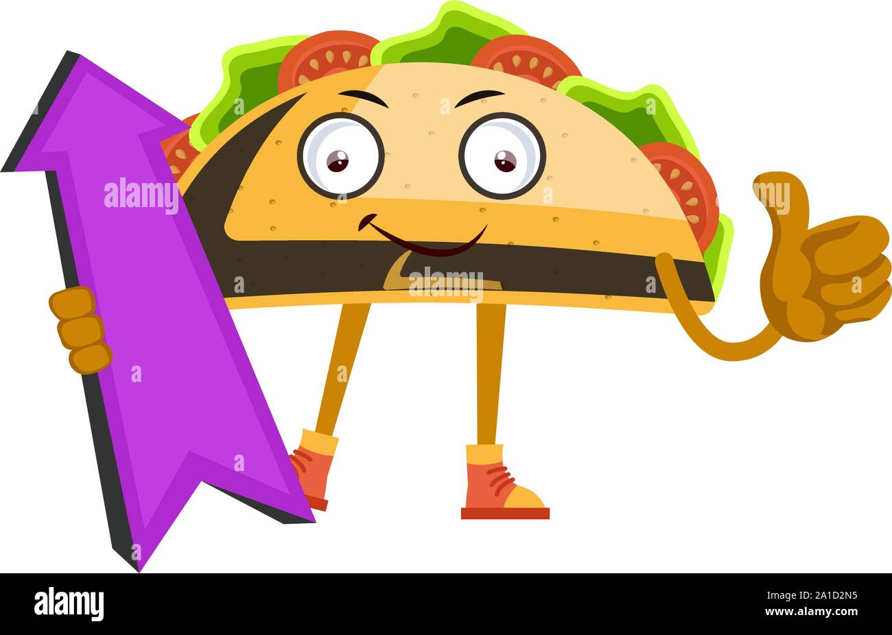 Taco with purple arrow, illustration, vector on white background Stock ...