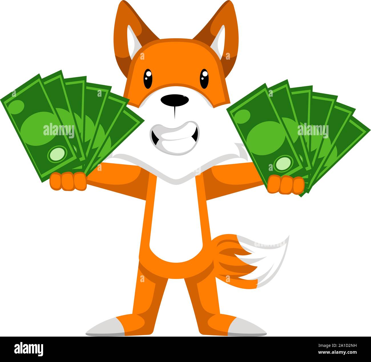 Fox with money, illustration, vector on white background Stock Vector ...