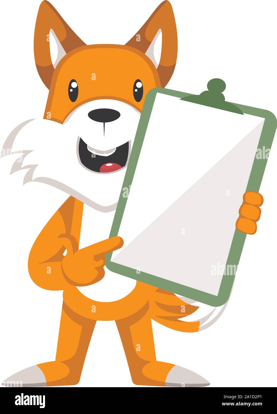 Fox with blank panel, illustration, vector on white background Stock ...