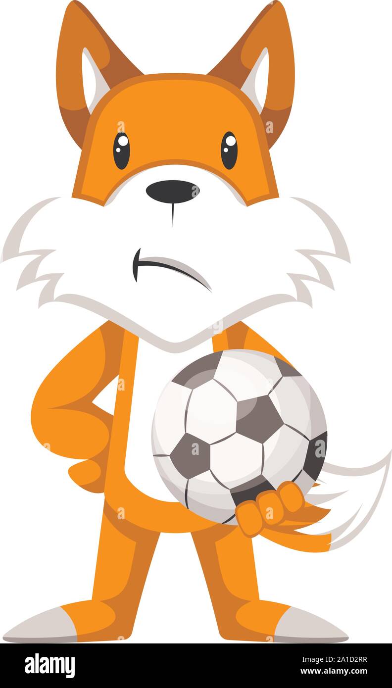Fox with football, illustration, vector on white background Stock ...