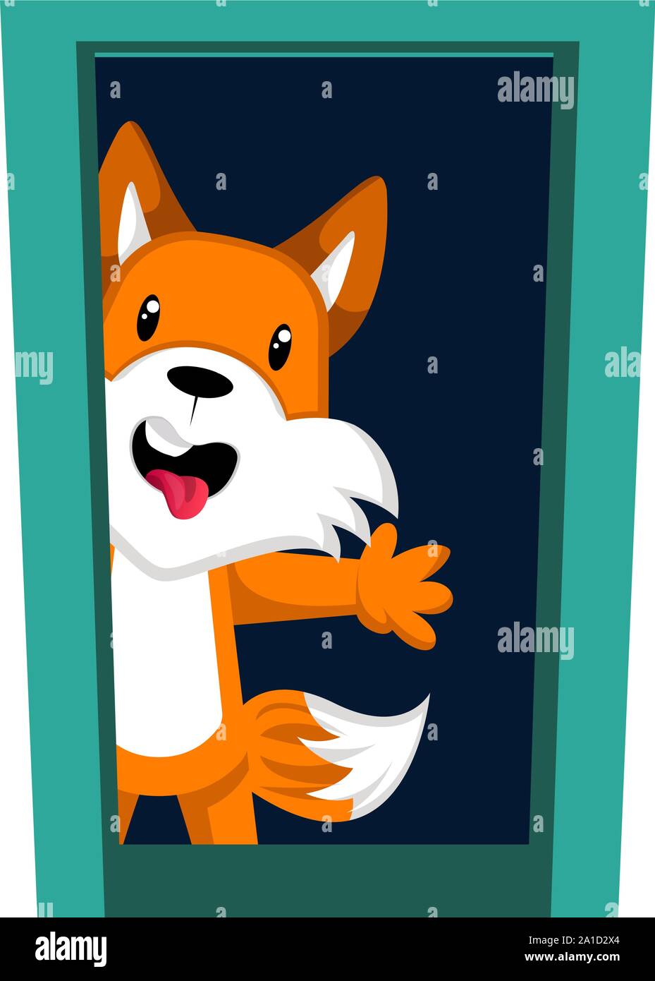Happy fox, illustration, vector on white background Stock Vector Image ...