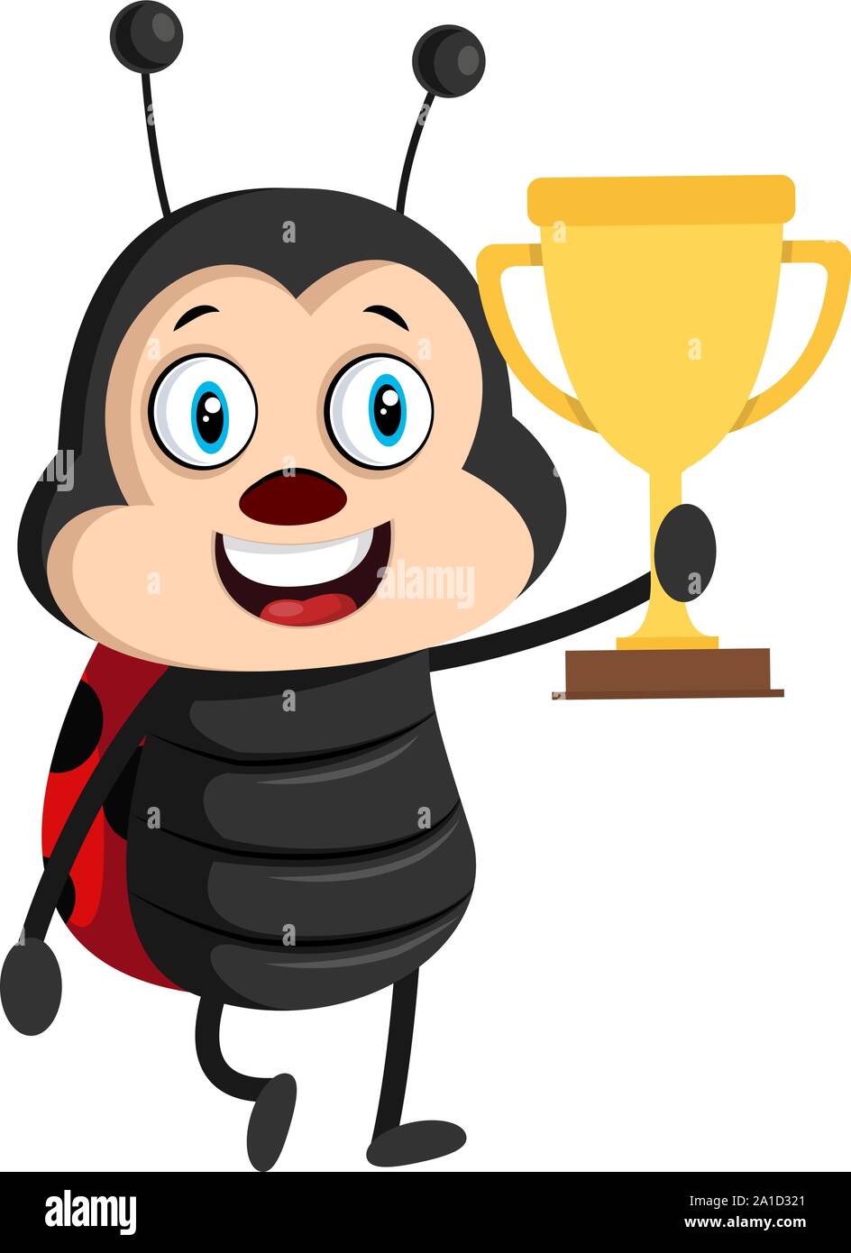 Lady bug with trophy, illustration, vector on white background Stock ...