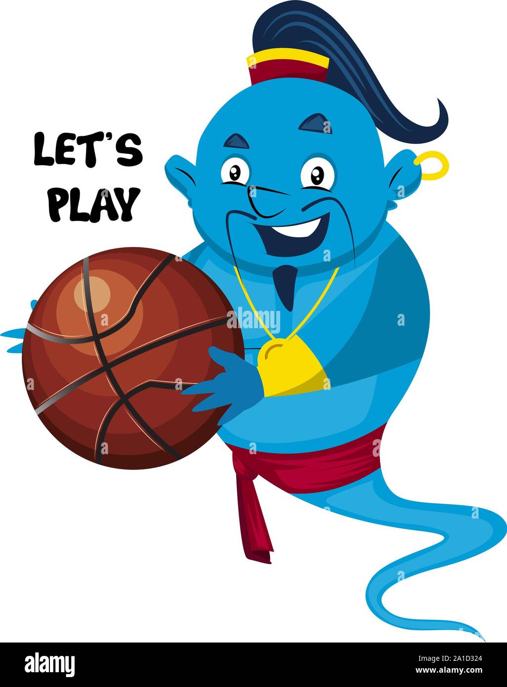 Genie with basketball, illustration, vector on white background Stock ...