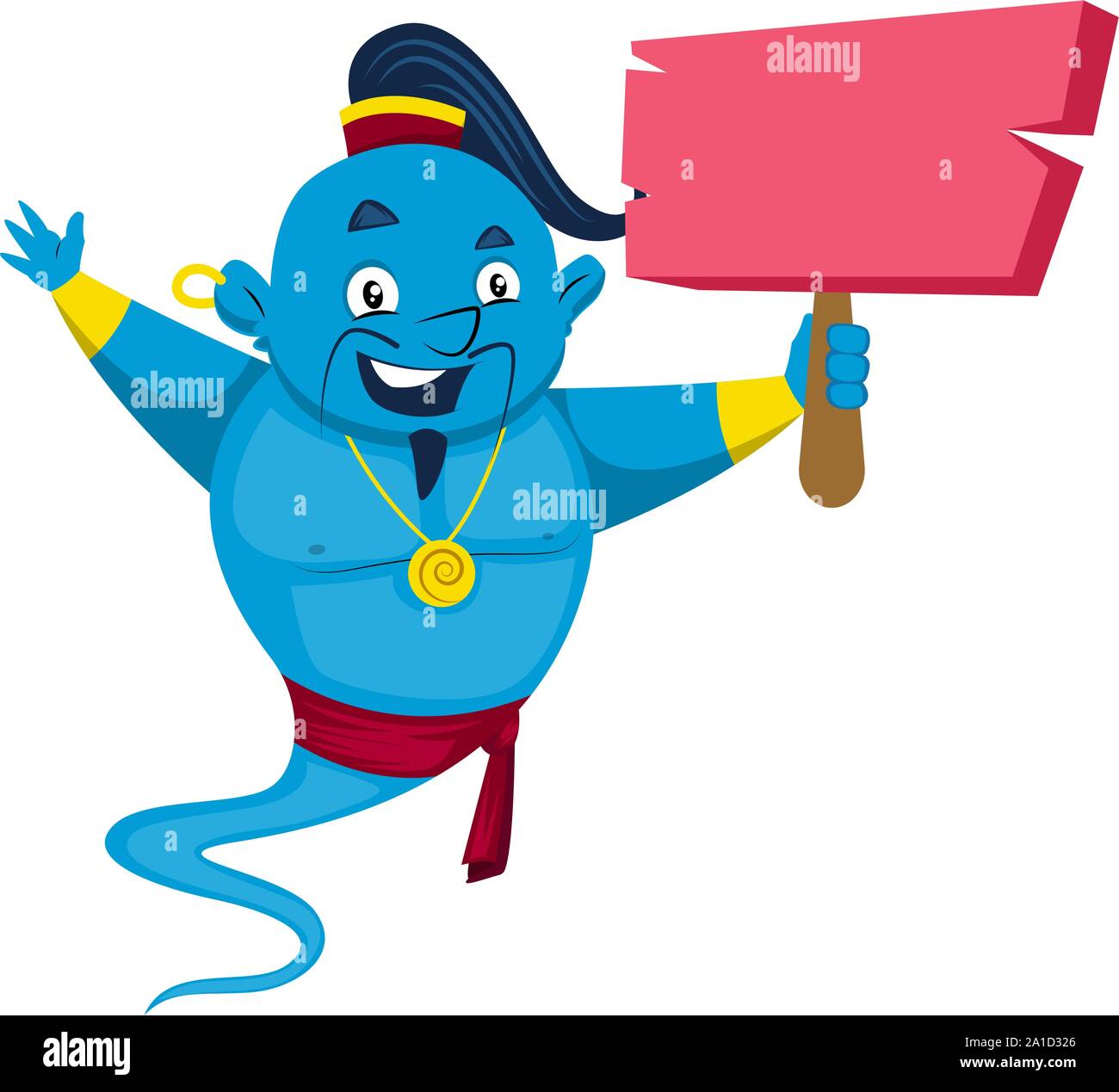 Genie with red panel, illustration, vector on white background Stock ...