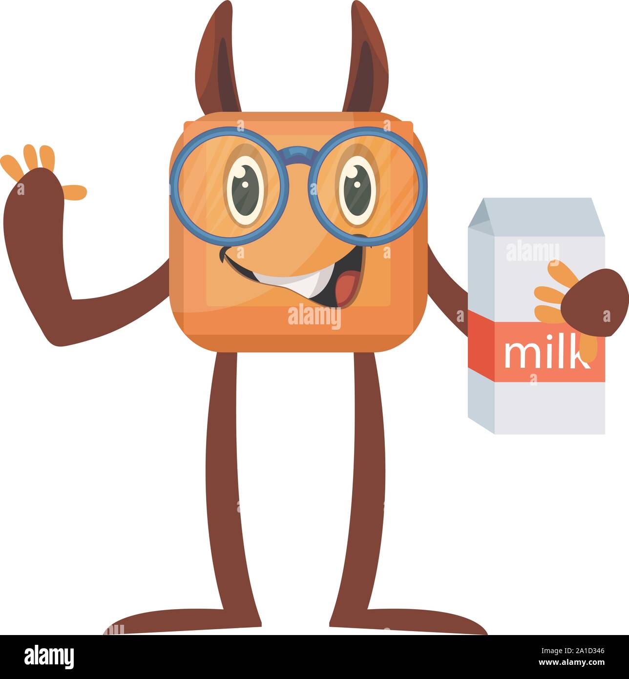 Monster with milk, illustration, vector on white background Stock ...