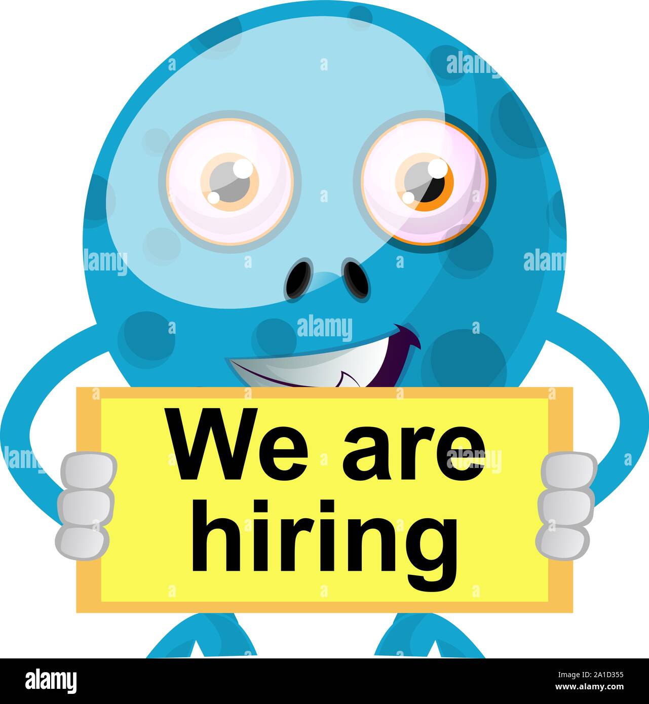 Blue monster hiring, illustration, vector on white background Stock ...