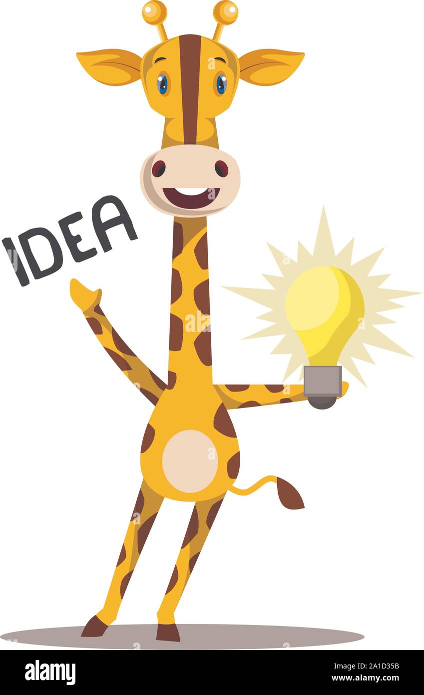 Giraffe having idea, illustration, vector on white background Stock ...