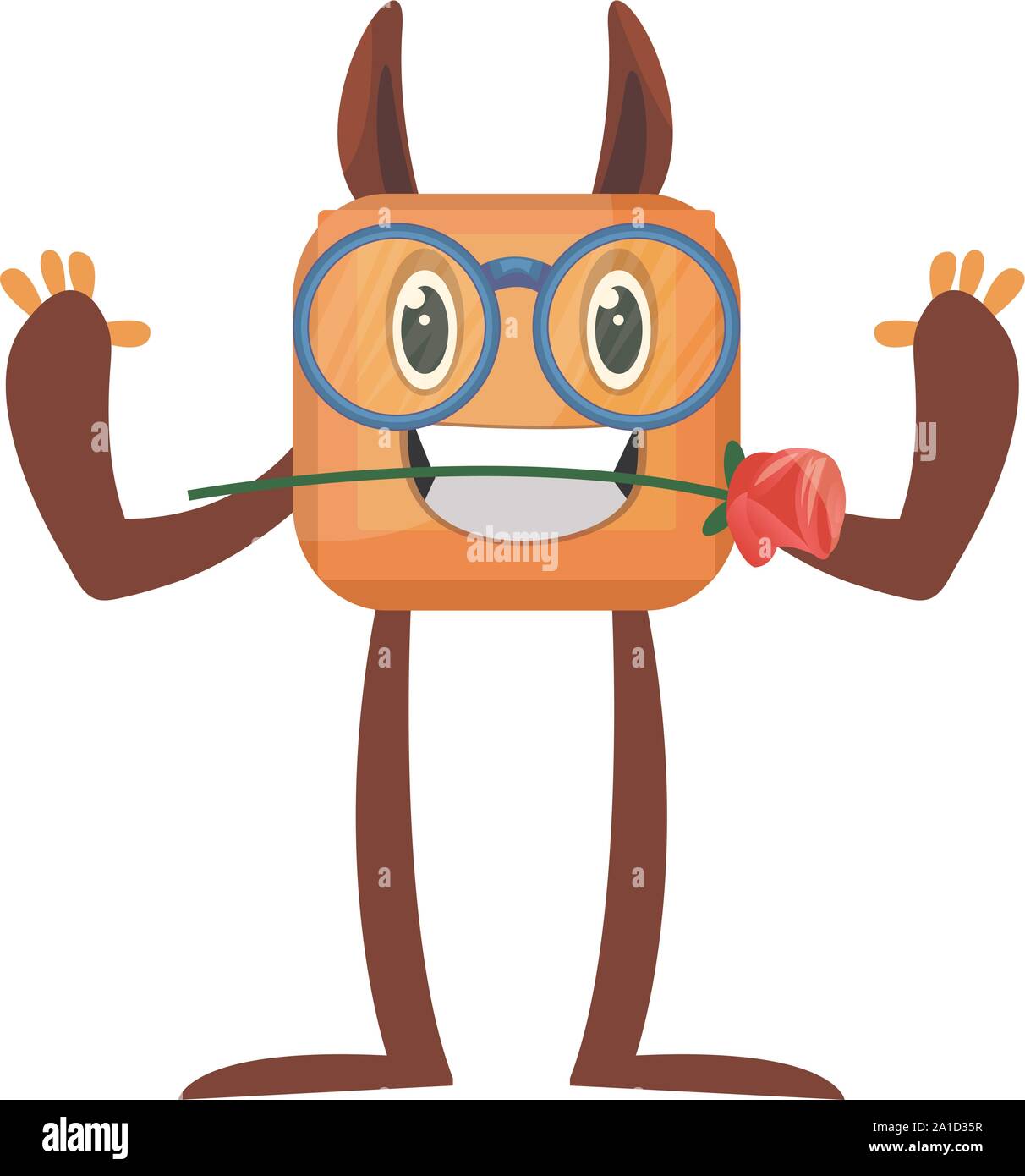 Monster with rose, illustration, vector on white background Stock ...