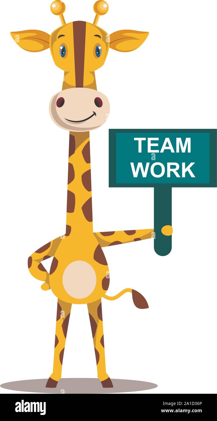 Giraffe with team work sign, illustration, vector on white background ...