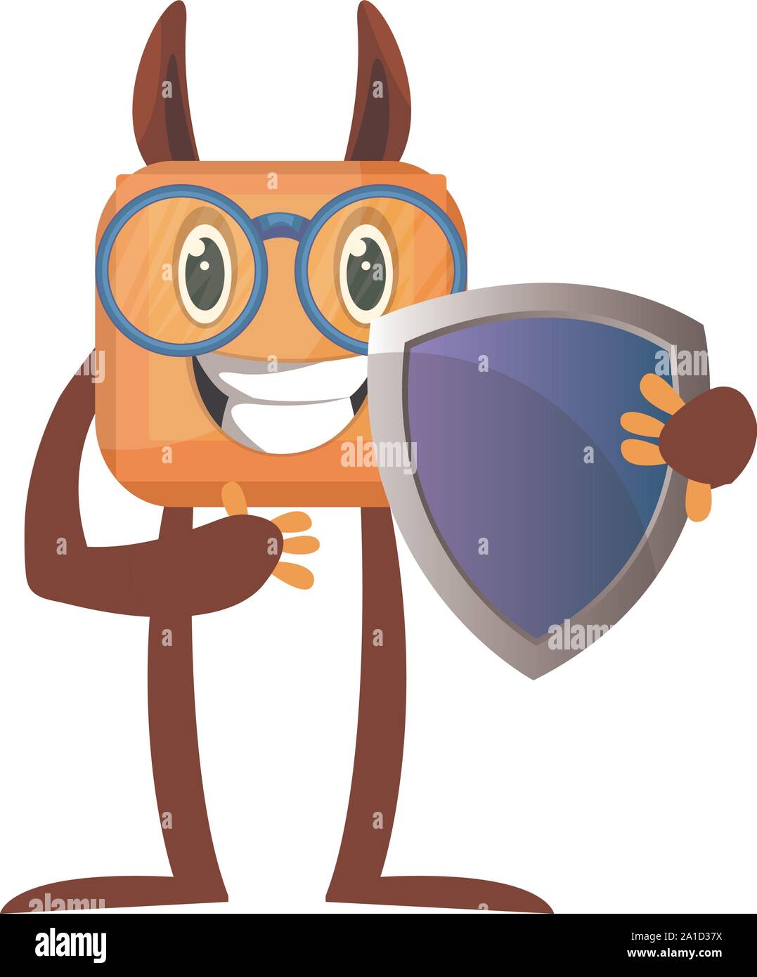 Monster with shield, illustration, vector on white background Stock ...