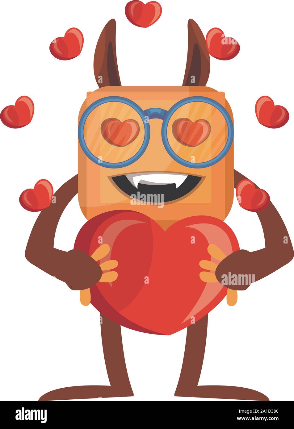 Monster with heart, illustration, vector on white background Stock ...