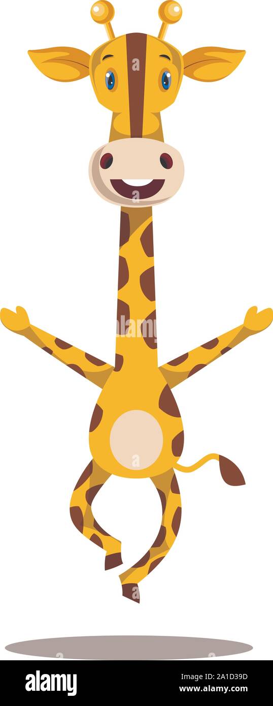 Jumping giraffe, illustration, vector on white background Stock Vector ...