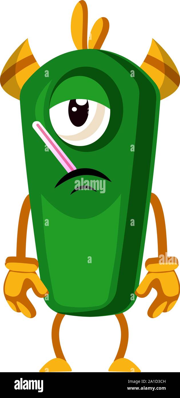 Sick monster, illustration, vector on white background Stock Vector ...