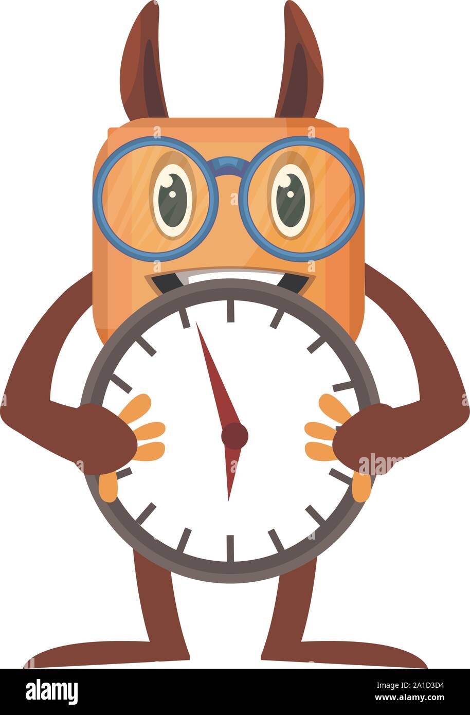 Monster with clock, illustration, vector on white background Stock ...