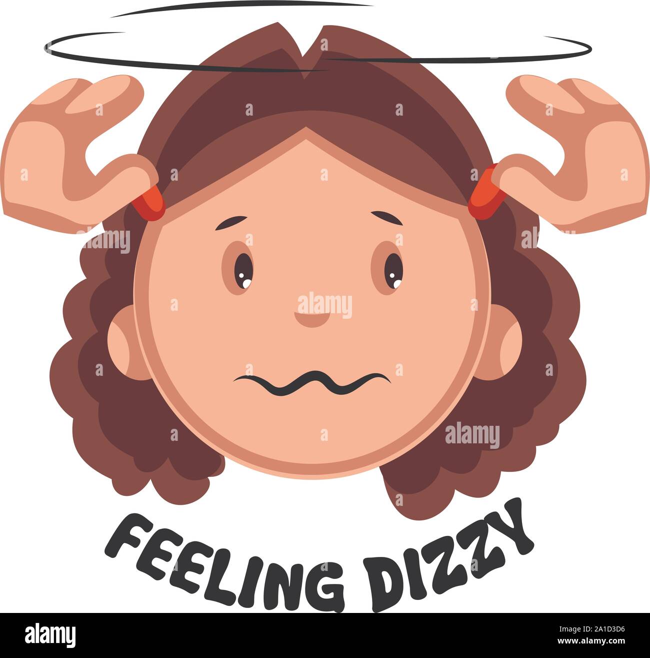 Girl feeling dizzy, illustration, vector on white background Stock ...