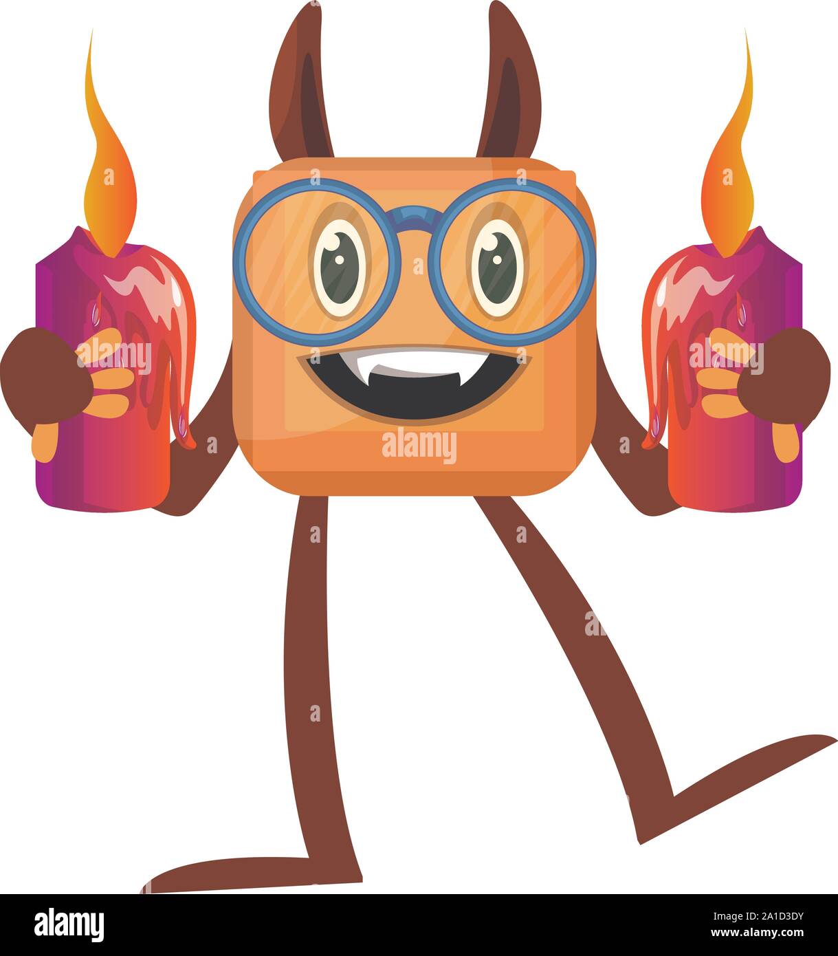 Monster with candles, illustration, vector on white background Stock ...